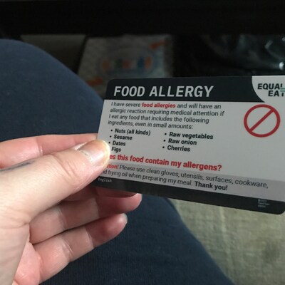 Customized Food Allergy Card Custom Translation Card Select From 500 ...