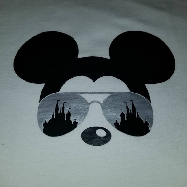 Mickey Glasses With Castle Reflections Iron On - Etsy