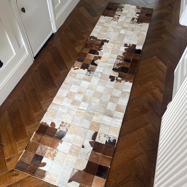 Natural Cowhide Leather Area Rug Handmade Cowhide Patchwork Carpet Home ...