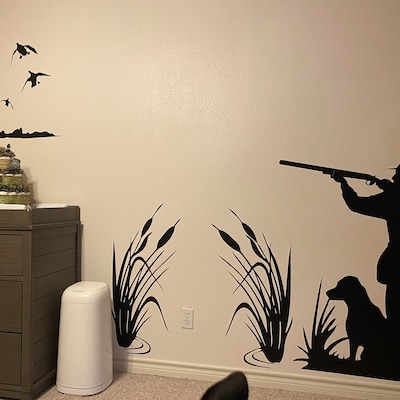 Mallard Duck Hunting Wall Decal 8ft Large Hunter and Dog Duck Hunting ...