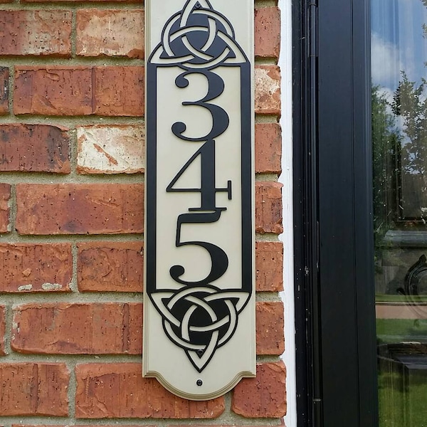 Celtic Knot Vertical Outdoor House Number Metal Sign, Address Plaque ...