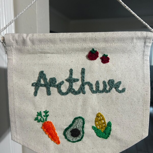 Personalised Custom Name Hand Embroidered Nursery Decor Wall Hanging ...
