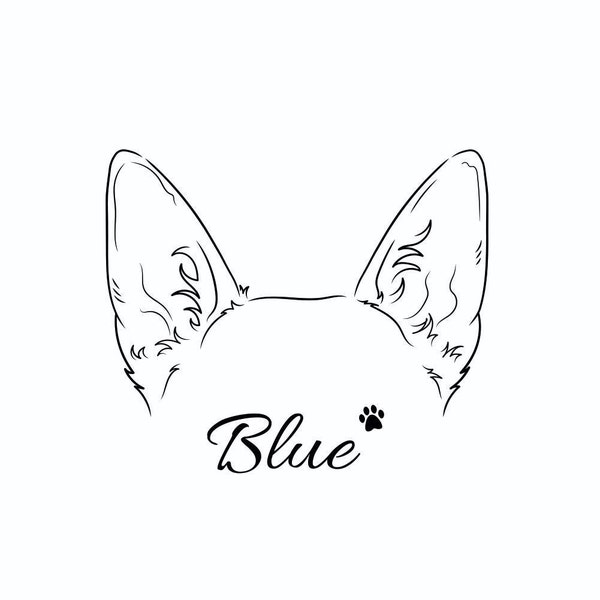 Ear Outline DIGITAL, Custom Pet Tattoo, Minimalist Illustration Print ...