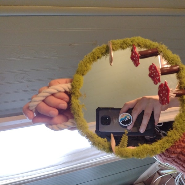 Magical Mushroom Round Mirror Handmade | Unique Decor | Fairycore ...