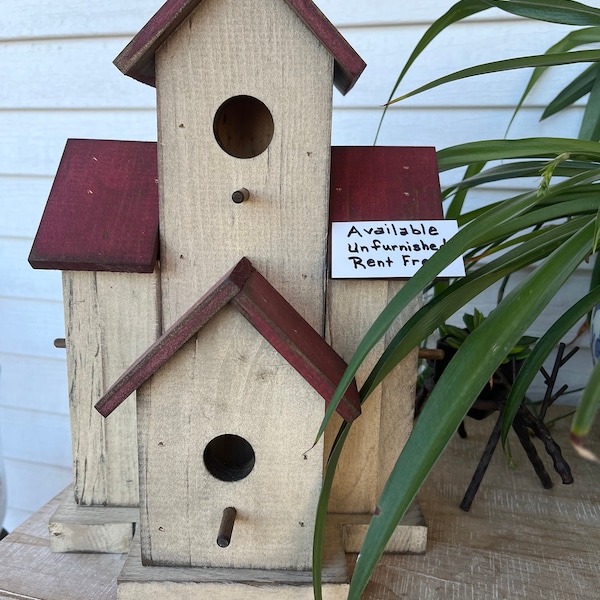 Small Condo Birdhouse - Distressed Weathered Rustic Southern - Indoor ...