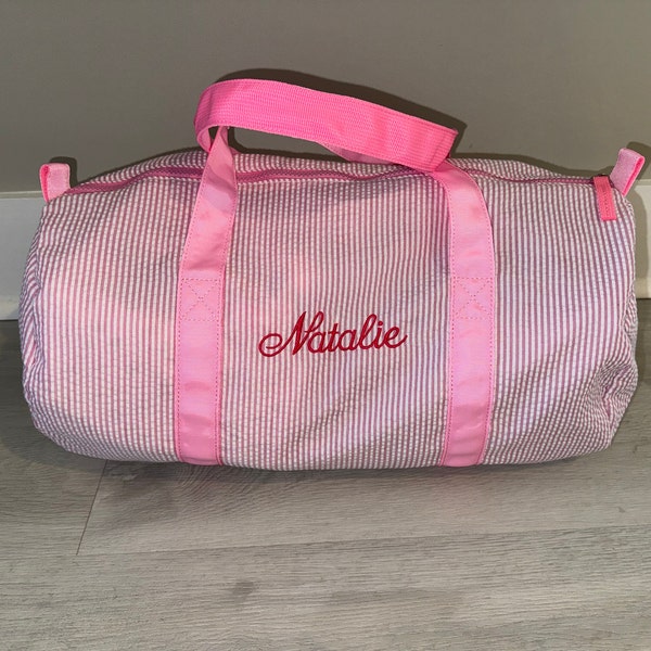 Personalized Baby Duffle Bag, Monogram Seersucker Baby Bag, Monogrammed ...