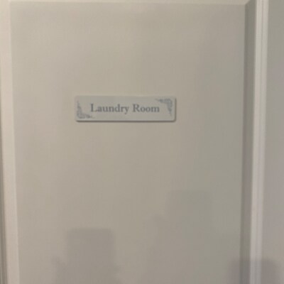 FLOURISH ROOM SIGNS in Brushed Silver, Gold or White Metal: Bathroom ...