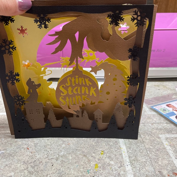 Stole Christmas 3D Shadow Box Template, Stink Stank Stunk Paper Cut ...