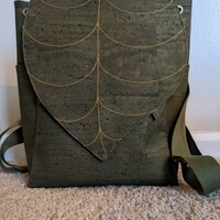 Green Cork Leather Leaf Backpack Made From Plant Based - Etsy Canada