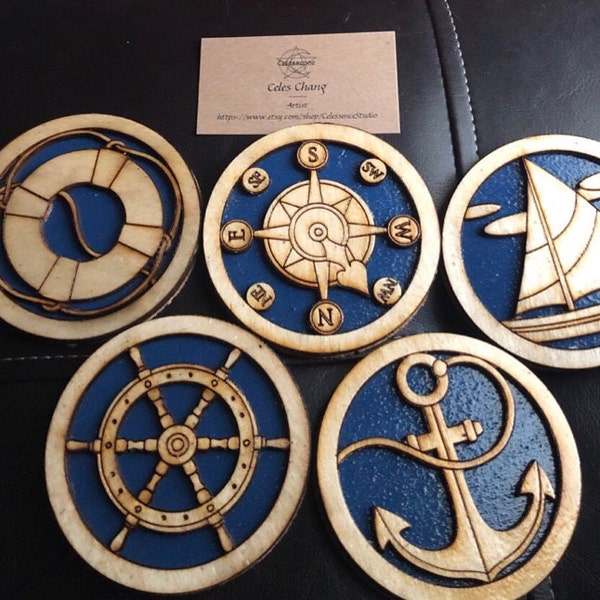 Nautical Coaster Set : With Epoxy Resin - Etsy Canada