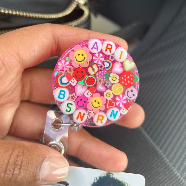 Sparkle Badge Reel, Flower Power Sparkle Badge Reel, Nurse Badge Reel ...