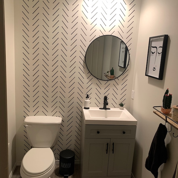 Herringbone Klein geometrisch wandschablone - XL 21.6"x39" Stencil ...