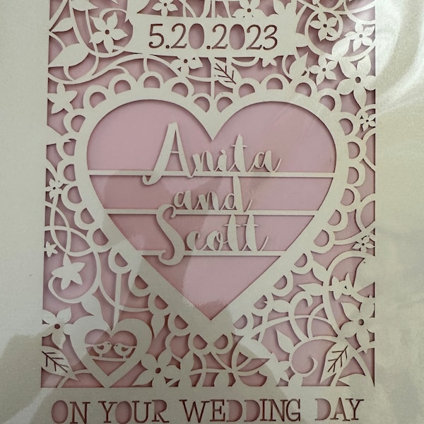 Personalised Papercut on Your Wedding Day Card, Laser Cut Wedding Card ...