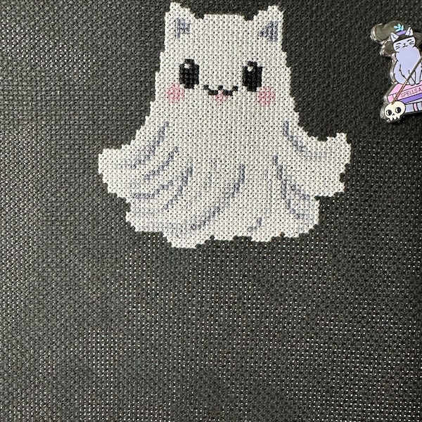 Cat Ghost Cross Stitch Pattern PDF - Cute Funny Easy Small Halloween ...