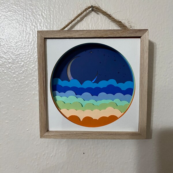 3d Cloudy Night Sky Shadow Box, Files for Cricut, for Silhouette, Paper ...