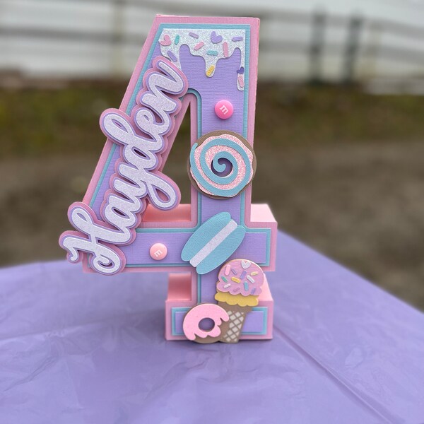 Four Ever Sweet Personalized 3D Number 4, Sweets Birthday Party ...