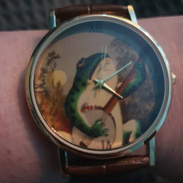 Frog Playing Guitar Leather Watch, Frog Music Ladies Watch, Unisex ...