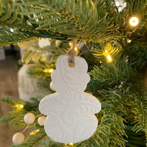 Christmas Design on White Clay Ornaments or Gift Tags, Farmhouse Decor ...
