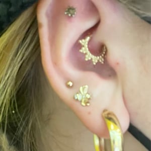 Rose Gold Rook Piercing Multistone Surgical Steel Curved | Etsy