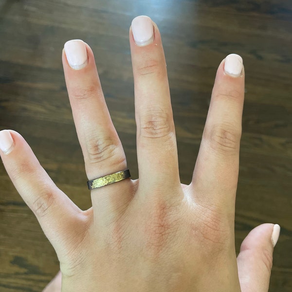 4mm+6mm Sterling Silver & 24K Gold Keum Boo Ring Set, OOAK Wedding Ring ...