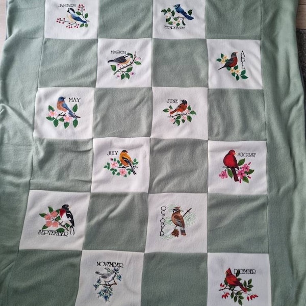 Monthly Birds Machine Embroidery Designs Instant Download 4x4 5x5 Hoop ...