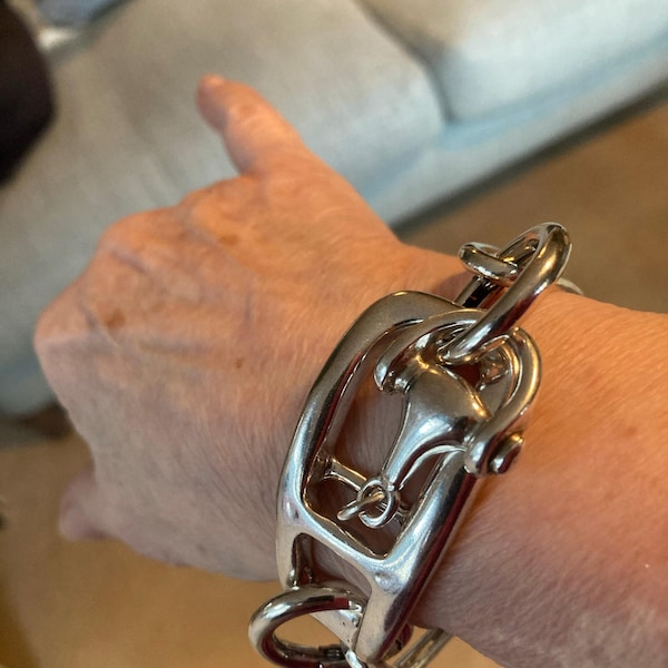 Antique Silver Wrap Link Bracelet, Silver Personalized Bold Bracelet ...