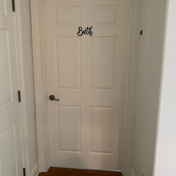 Bath Sign | Cursive Bathroom Sign | Metal Bath Sign | Cursive Word Sign ...