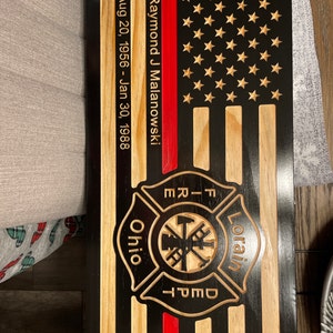 Personalized Fireman Flag, Fire Chief, Wooden Flag, Engraved Flag, Fire ...