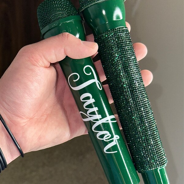 Prop Microphones - Custom Text, Rhinestone Fake Mics - Concert/festival ...
