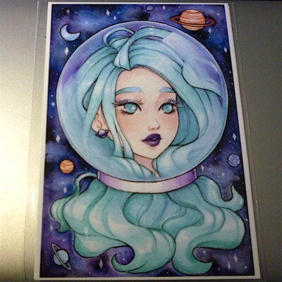 Space Girl Art Print, Watercolor Painting, Galaxy Illustration - Etsy