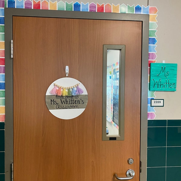 Teacher Door Hanger. Teacher Sign. Pastel Classroom Decor. Rainbow ...