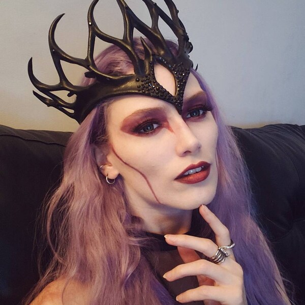 Evil Queen Leather Crown Stoned Headpiece of Thorns * Dark Fairy Queen ...