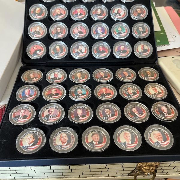 ALL 47 United States Presidents Full Coin Set Colorized Washington ...