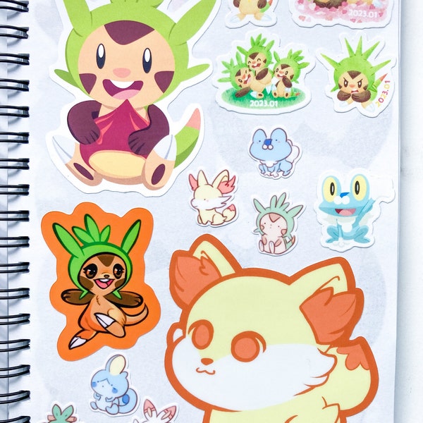Pastel Tiny Derpy Poké Gen 1-9 Starters Sticker Sheet 27 Stickers - Etsy