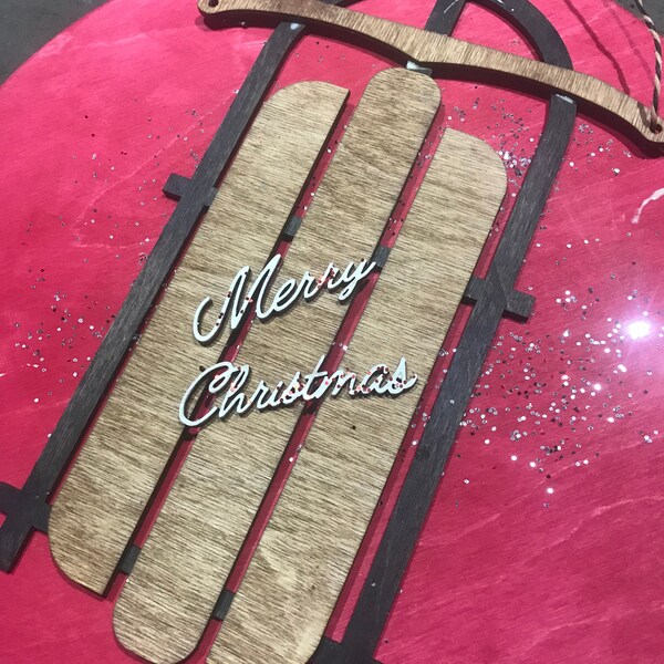 Runner Sled Holiday Layered Sign Base Hanging Vintage Style Decor ...