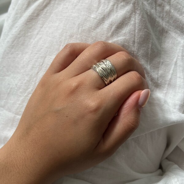 Set of 6 Handmade Silver Stackable Rings With Hammered Surface*silver ...