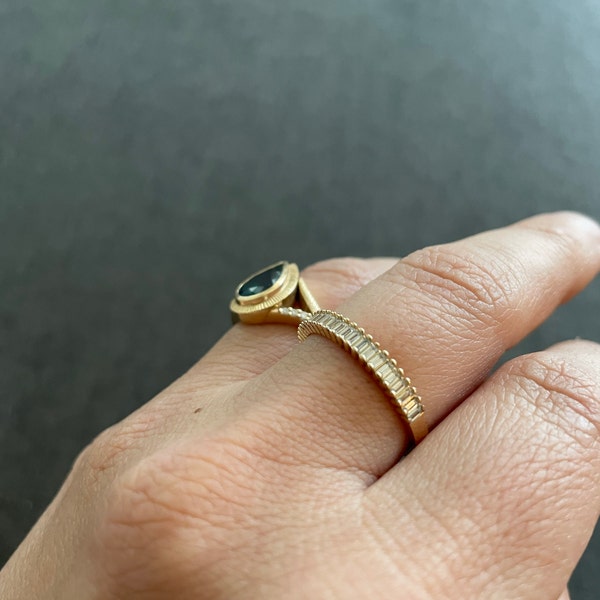 14K Solid Gold 2 Tone Ring, 925 Sterling Silver 2 Tone Ring, Solid Gold Stoneless Ring ...