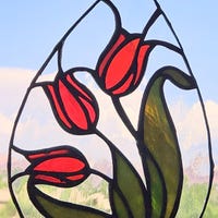 Tulip Stained Glass Pattern, Flower Stained Glass Pattern, Digital ...