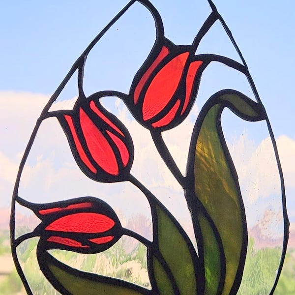 Tulip Stained Glass Pattern, Flower Stained Glass Pattern, Digital ...