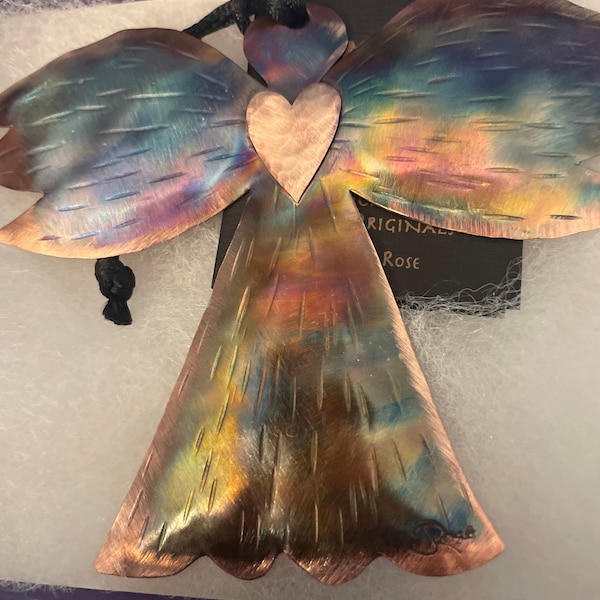 Handcrafted Copper Angel With Heart Ornament - Etsy