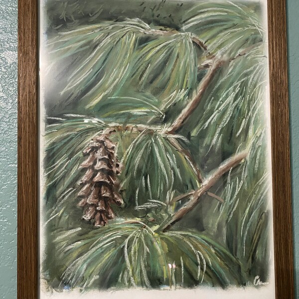 Weeping White Pine Print Pine Sprig, Chalk Pastel Art, Pastel Print ... Weeping White Pine Print Pine Sprig, Chalk Pastel Art, Pastel Print ...
