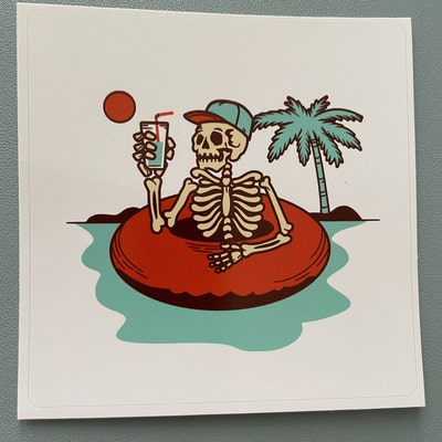 Surfing Skeleton Coffin Sticker - Etsy