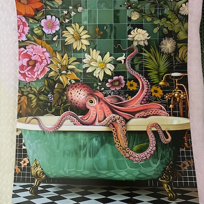Octopus in A Bathtub in A Luxury Bathroom Maximalist Bathroom Decor ...
