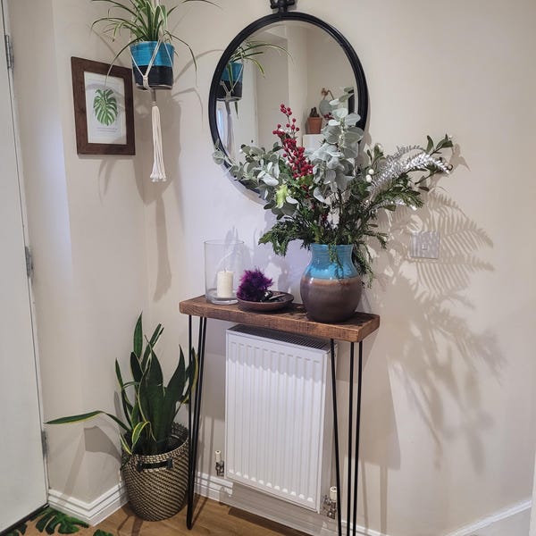 Omni Rustic Console Table With Black 3 Pin Hairpin Legs. (hallway Table ...
