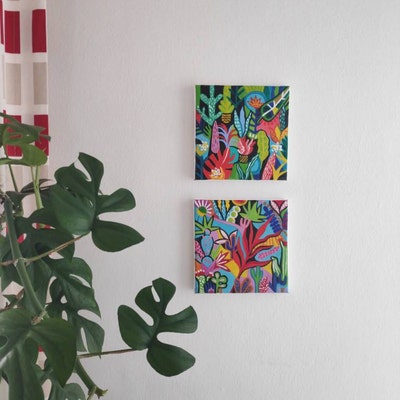 Square Ceramic Flower Pot Hand Painted Cube Ceramic Flower - Etsy