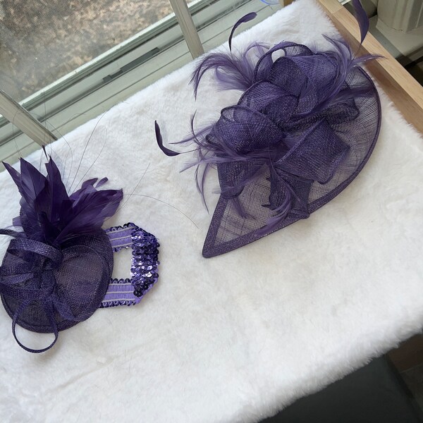 Royal Purple Fascinator, Womens Tea Party Hat, Church Hat, Derby Hat ...