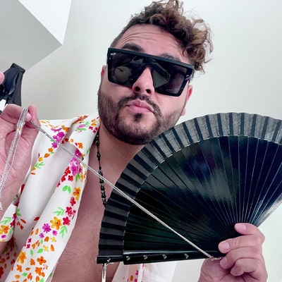 Wood Modern Hand Fan Sturdy, Rave Fan Chain Holder, Spanish Hand Fan ...