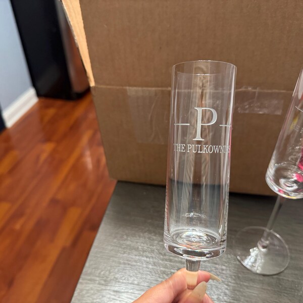 Personalized Wedding Toasting Flutes Set of TWO, Custom Engraved Vina ...