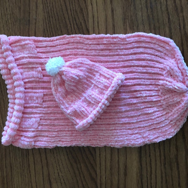 Loom Knit Pattern for Baby Cocoon and Hat Set in Sizes for Newborn and ...