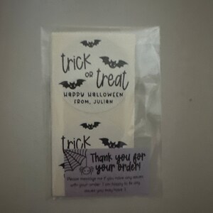 Trick or Treat Bag Stickers Halloween Labels Custom Halloween Stickers ...